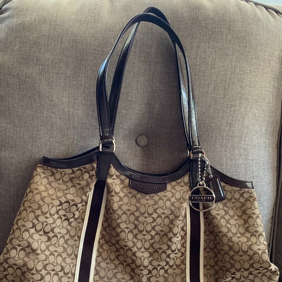 Coach | Bags | Coach Signature Strip Devin Shoulder Bag Coach F2 | Poshmark